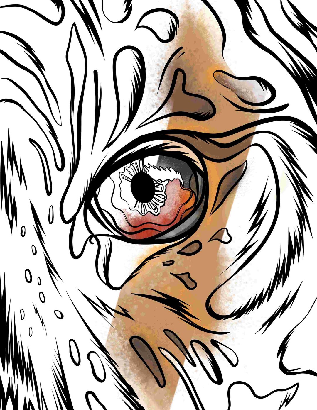 Tiger Eye Coloring Page - Digital Printable - Wildlife Animal Art ...