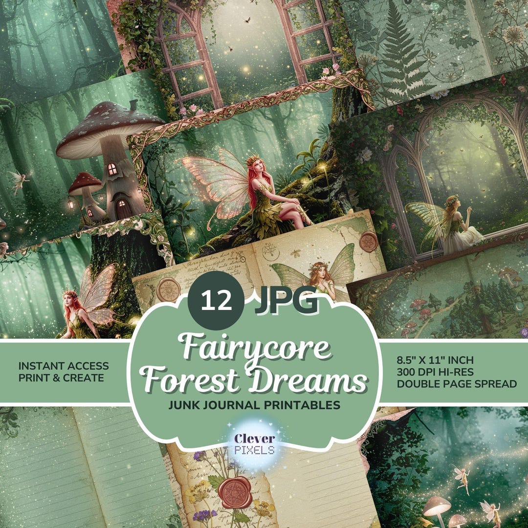 Fairy Junk Journal Pages Fairycore Collage Sheet | Unique Craft Kit for ...