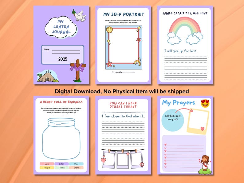 Complete Lent Bundle for Kids: Coloring Sheets, Journal, 40-day Tracker ...