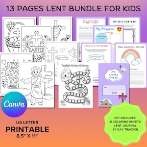 Complete Lent Bundle for Kids: Coloring Sheets, Journal, 40-day Tracker ...