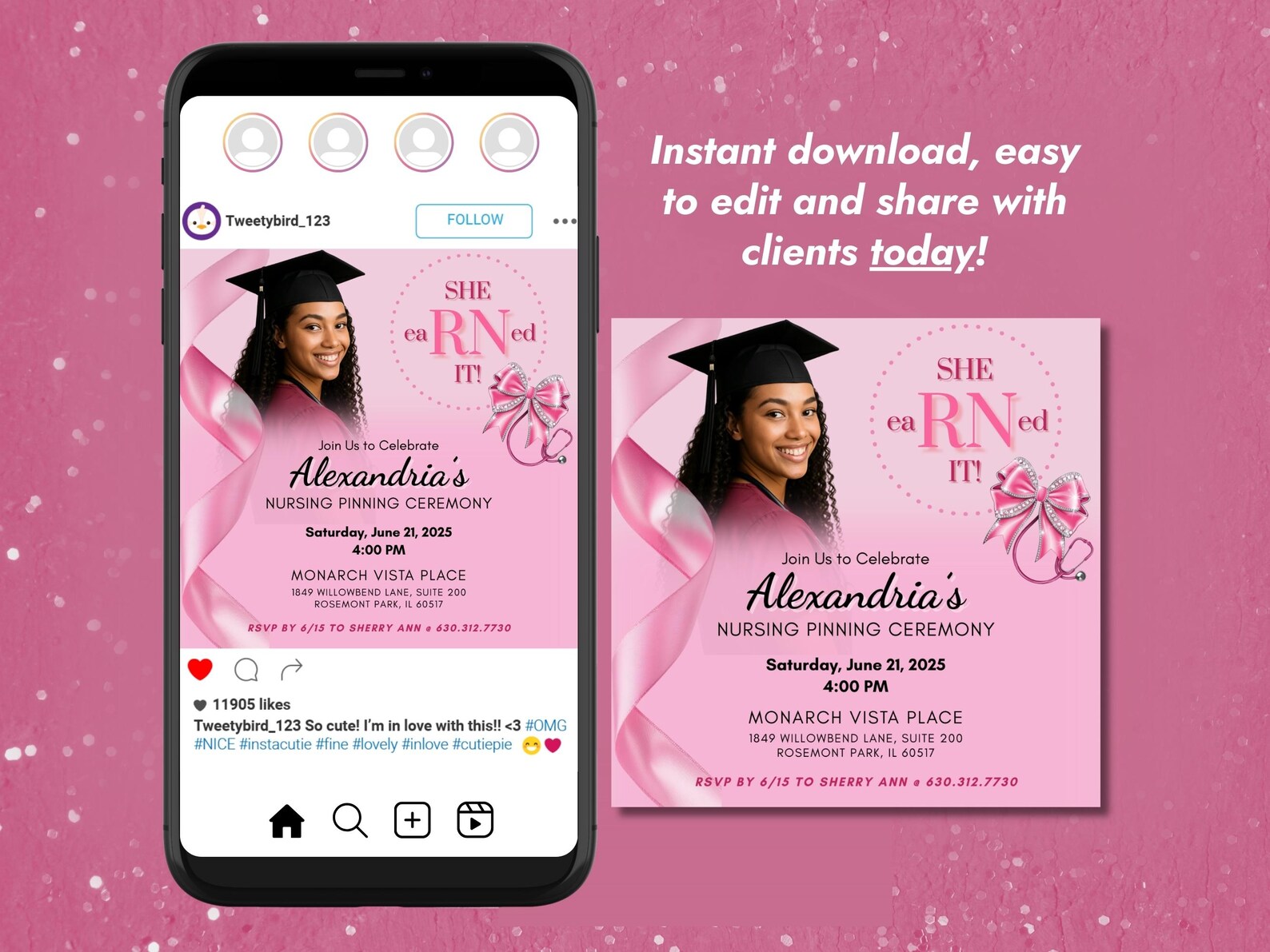 Nurse Graduation Invitation Flyer, Nurse Pinning Evite, Nursing Pin ...