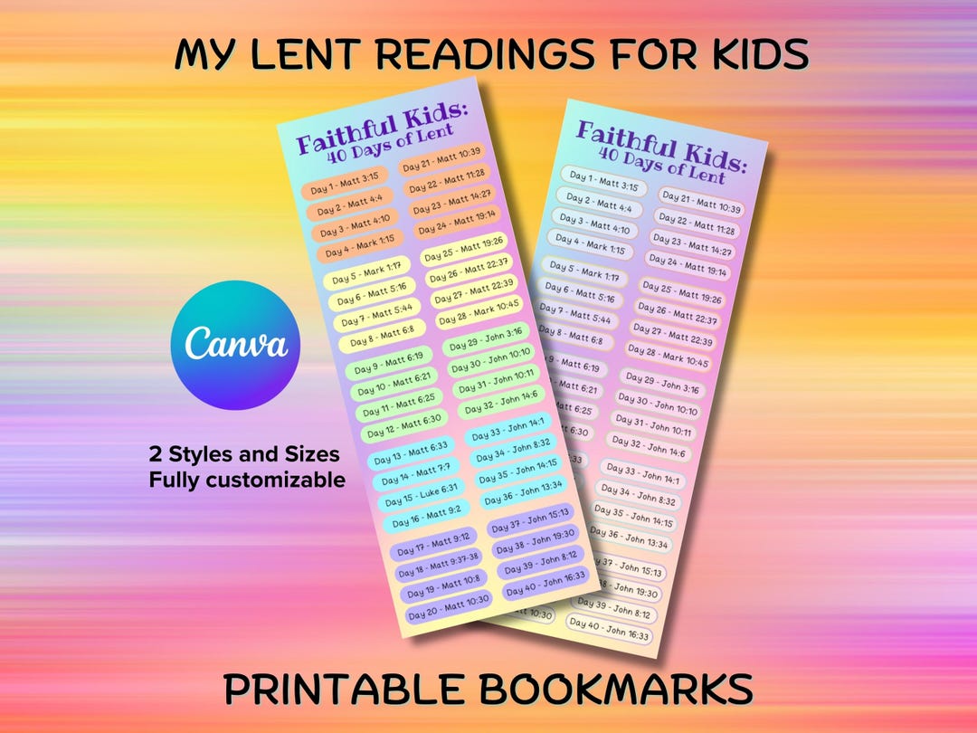 Printable Lent Tracker Bookmark for Kids & Preteens | 40-day Scripture ...