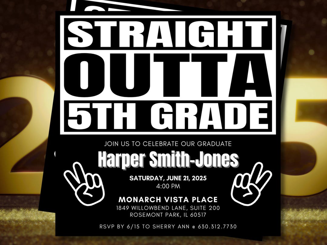 Straight Outta 5th Grade Graduation Flyer – Editable Digital Invite for ...