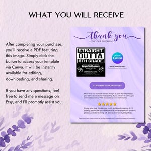 8th Grade Graduation Invitation Canva Editable Digital Template Flyer ...