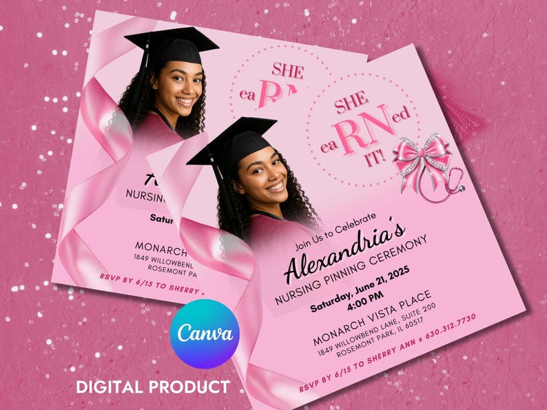 Nurse Graduation Invitation Flyer, Nurse Pinning Evite, Nursing Pin ...