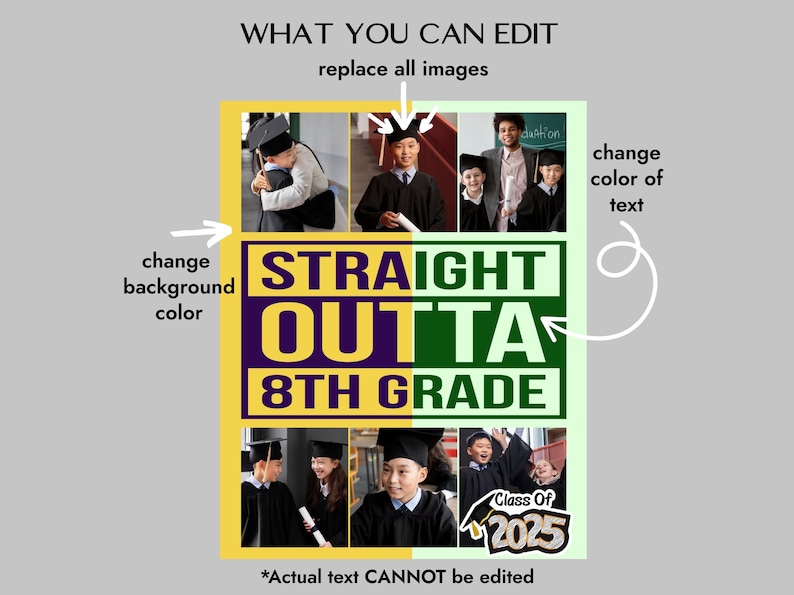 8th Grade Graduation Photo Sign Printable Collage Frame Graduation ...