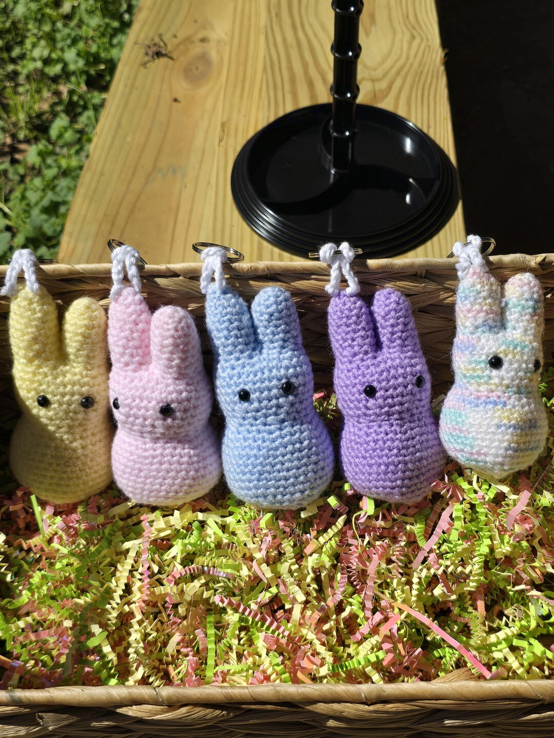 Crochet Easter Bunny Peep Keychain - Etsy