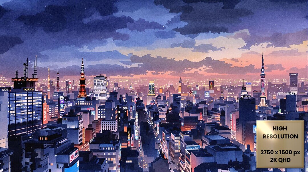 Tokyo Office Virtual Background | Artistic Dusk Painting for Zoom ...