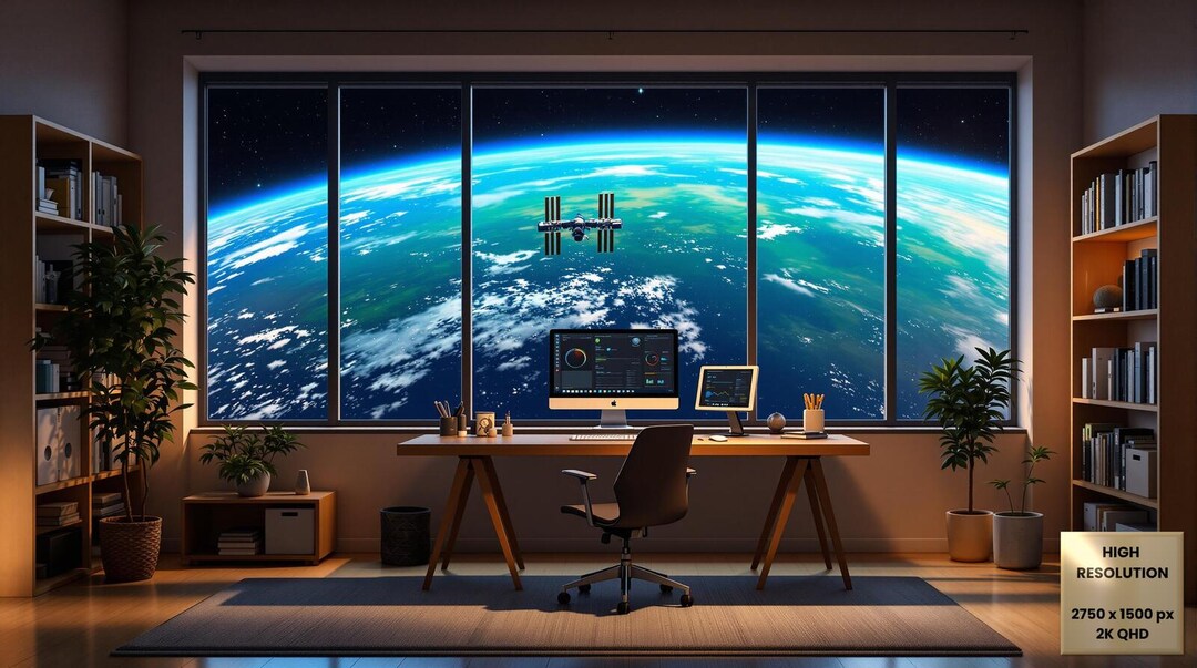 Virtual Background Home Office Backdrop Sci-fi Fantasy Earth From Space ...