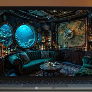 Steampunk Underwater Virtual Background | Fantasy Submarine for ...
