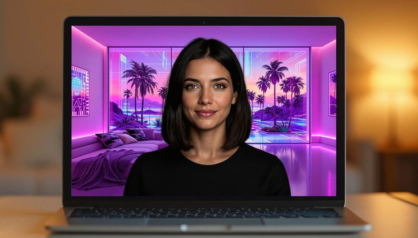 Vaporwave Virtual Background | Neon 80s Glitch Art for Streaming & OBS ...
