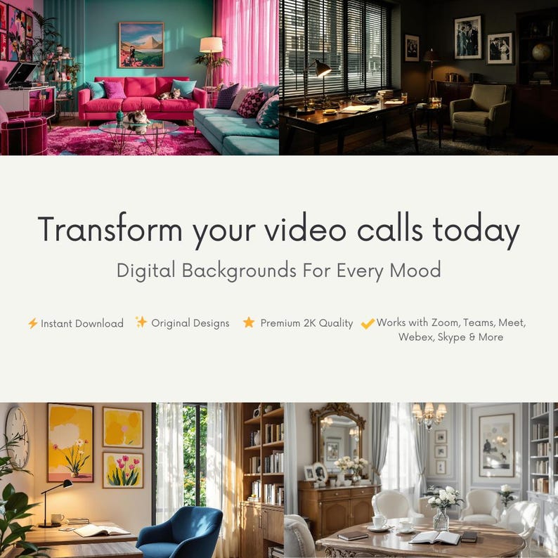 Rockabilly Retro Glam Virtual Background | 1950s Pink and Teal Living ...