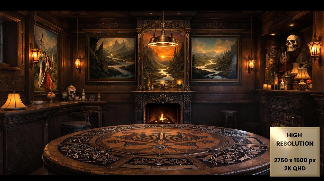 Round Table Virtual Background: RPG Adventurers Backdrop (digital ...