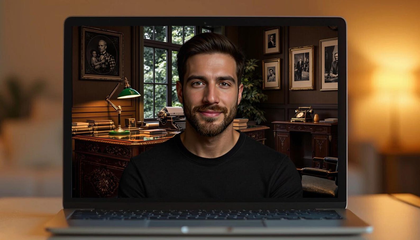 Virtual Home Office Zoom Background Cozy Retro Vintage 1920's Backdrop ...