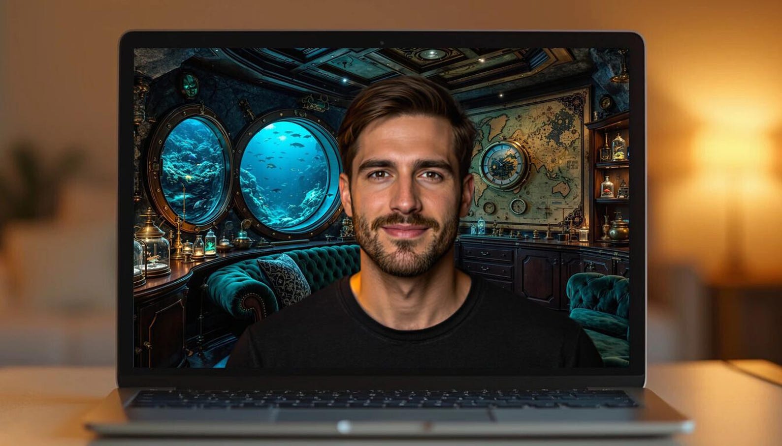 Steampunk Underwater Virtual Background | Fantasy Submarine for ...