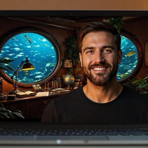 Virtual Background - Fantasy Ocean Underwater Atlantis Home Office ...