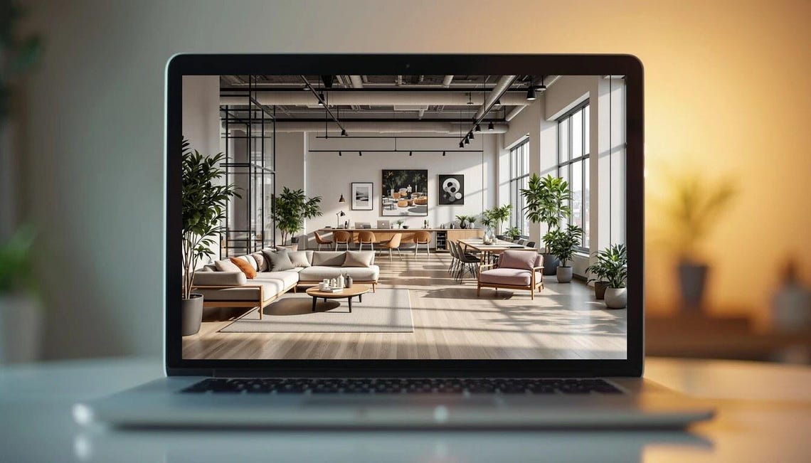 Co-working Space Virtual Background | Zoom Background Minimalist Home ...