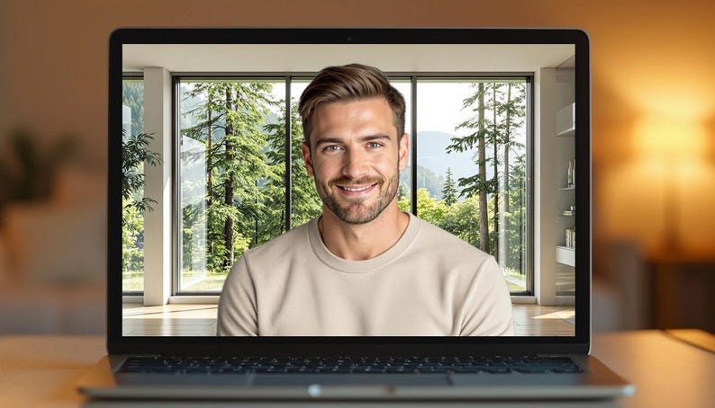 Forest Window View Virtual Background | Natural Home Office for Video ...