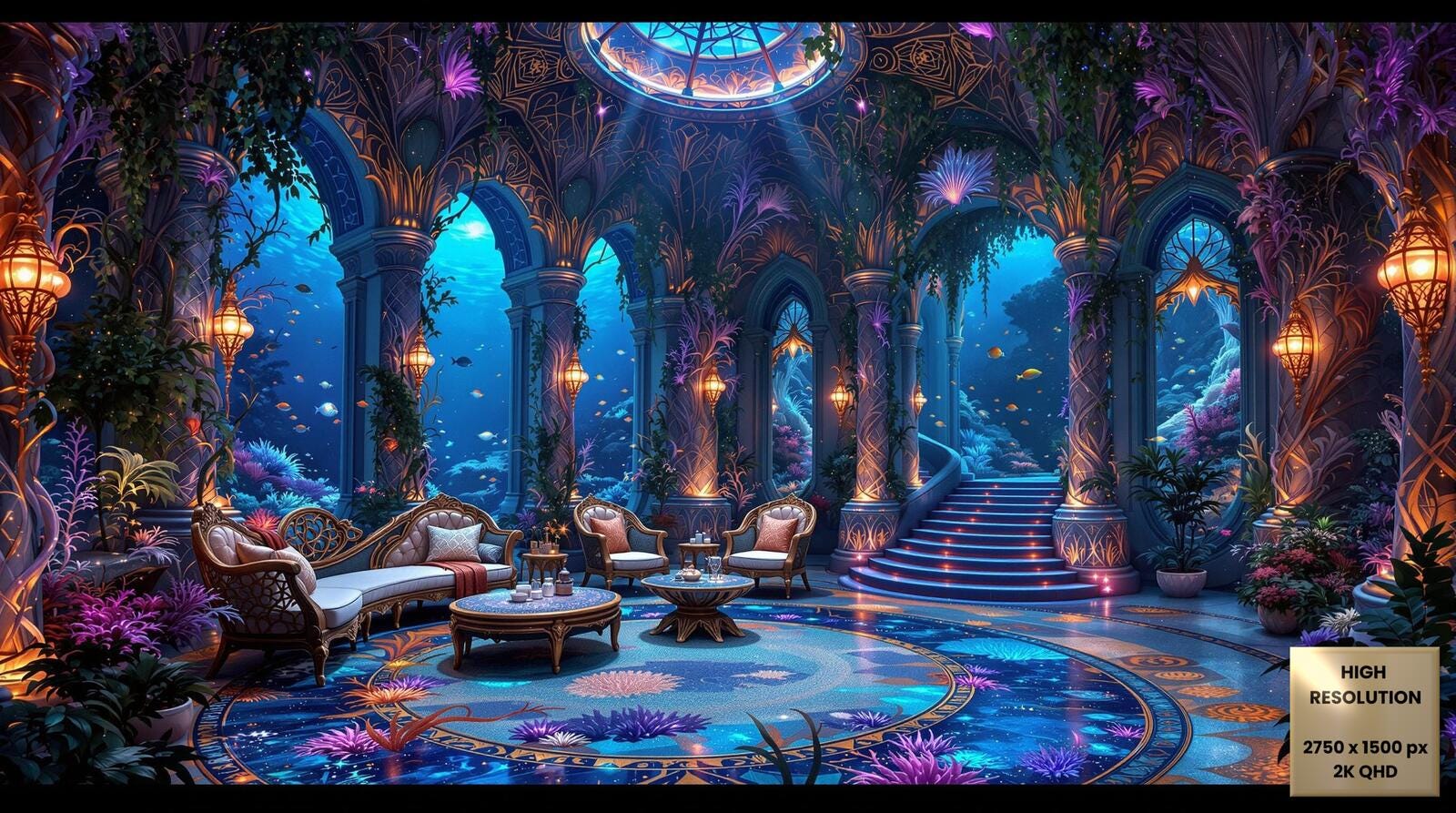 Atlantis Virtual Background | Fantasy Underwater Palace for Streaming ...