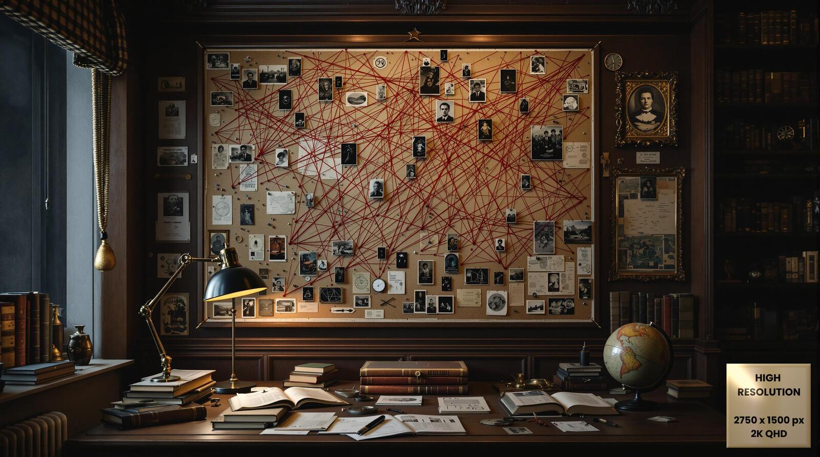 Conspiracy Theory Virtual Background | Vintage Mystery Detective Board ...