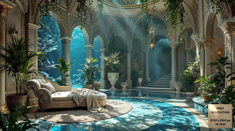 Virtual Background - Fantasy Ocean Underwater Atlantis Backdrop for ...