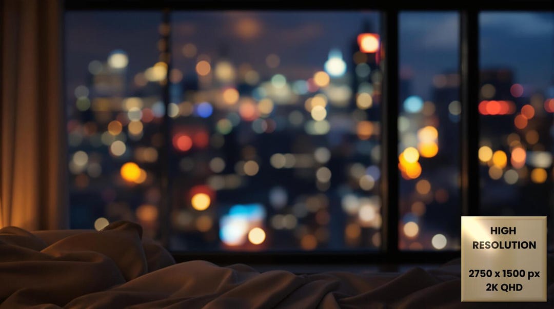 Virtual Background - Cozy Night Bokeh Colorful Twinkling City Home ...