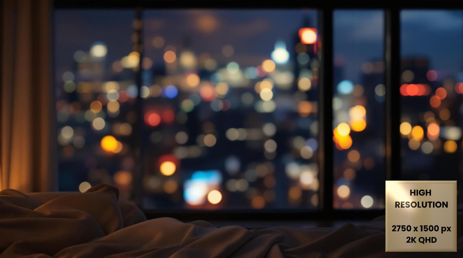 Virtual Background - Cozy Night Bokeh Colorful Twinkling City Home ...