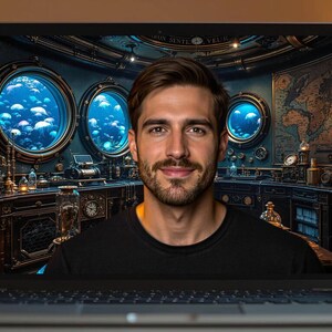 Virtual Background - Office Fantasy Sci-fi Underwater Steampunk Lab ...