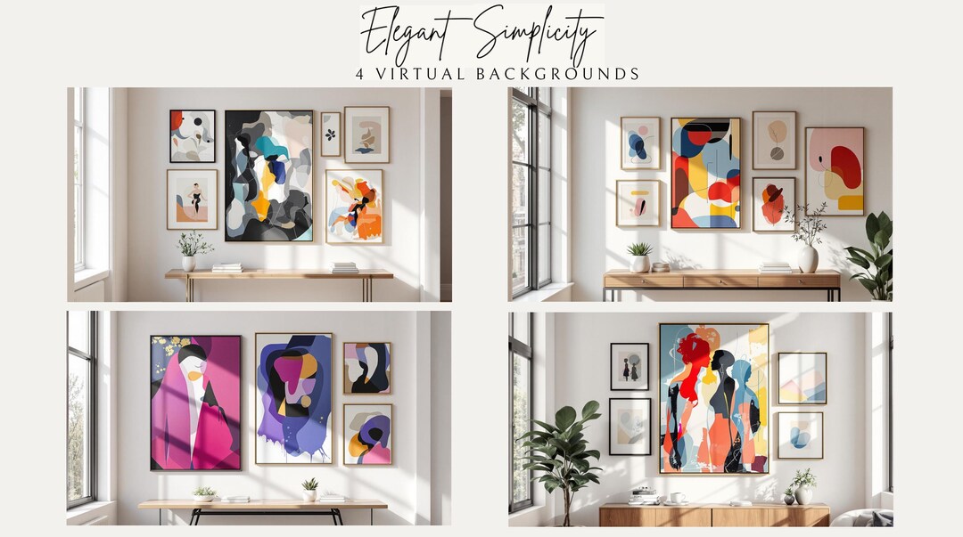 Simple Elegant Virtual Office Background Bundle - Pack of 4 Artful ...