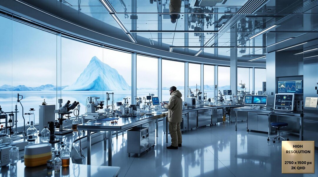 Arctic Lab Virtual Background - Zoom Background Sci-fi Research Station ...