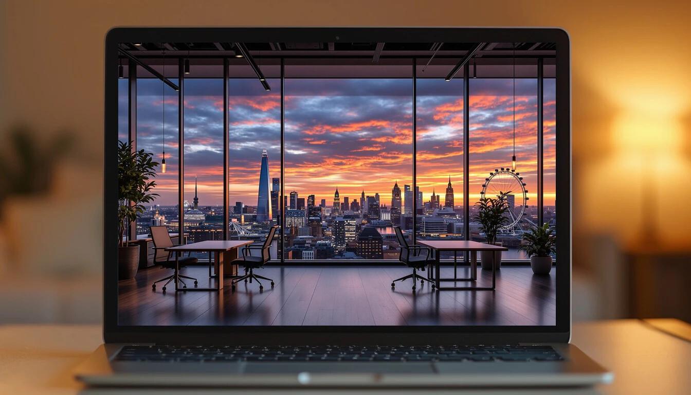 London City Skyline Virtual Background: Sunset Office View (digital ...