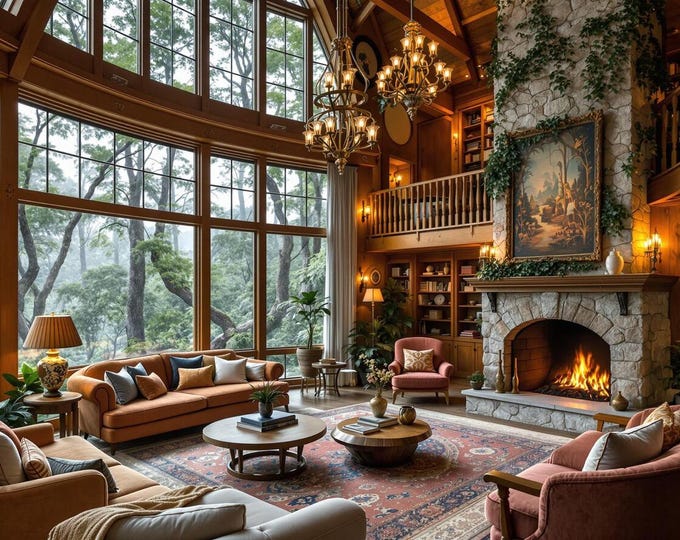 Winter Fireplace Virtual Background | Zoom Background Cozy Log Cabin ...
