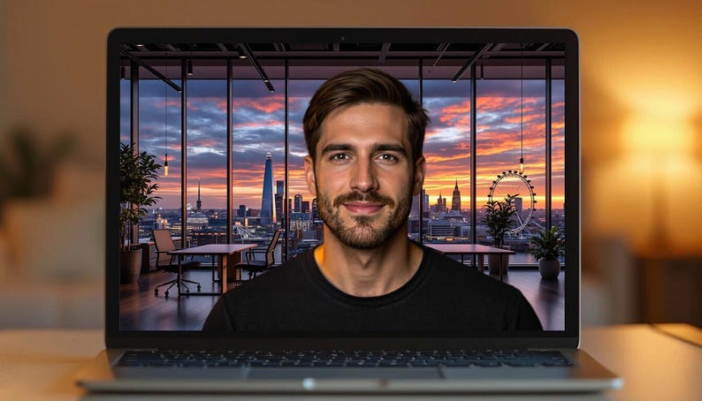 London Skyline Virtual Background | Co-working Sunset Office View for ...