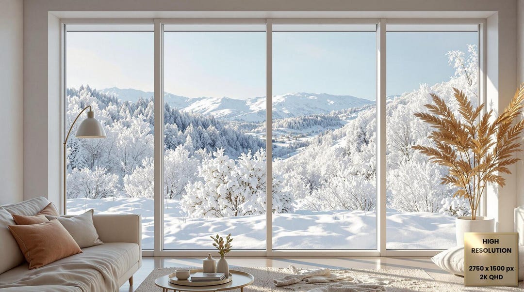 Modern Winter Cabin Virtual Background | Scandinavian Style With Snowy ...