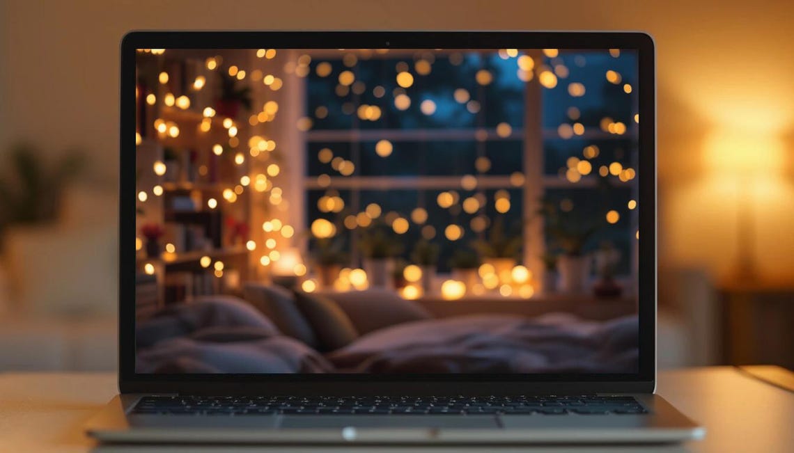 Night Fairy Lights Virtual Background | Zoom Background Cozy Home ...