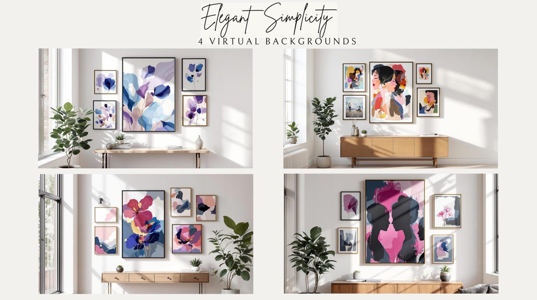 Simple Elegant Virtual Office Background Bundle - Pack of 4 Stylish ...