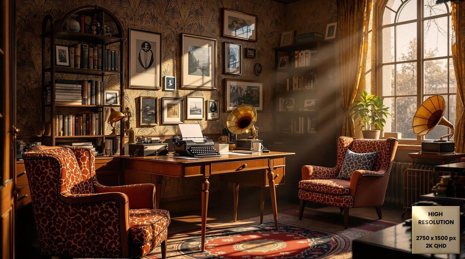 Virtual Home Office Zoom Background - Elegant Bookcase for Meetings, 16 ...