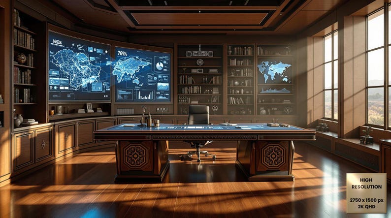 Virtual Background - Home Office Backdrop Futuristic Wild West for Zoom Meetings, 16:9 2K ...