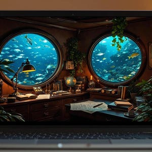 Virtual Background - Fantasy Ocean Underwater Atlantis Home Office ...