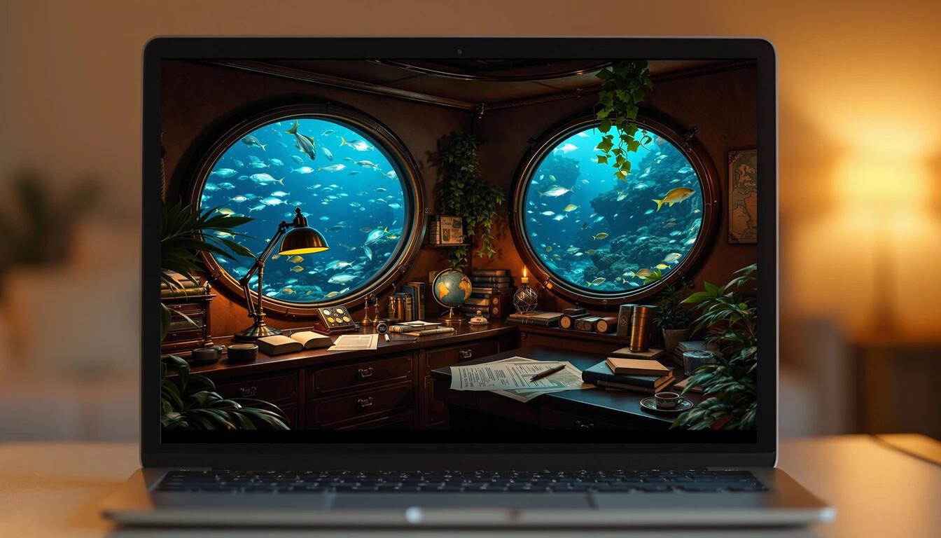 Virtual Background - Fantasy Ocean Underwater Atlantis Home Office ...