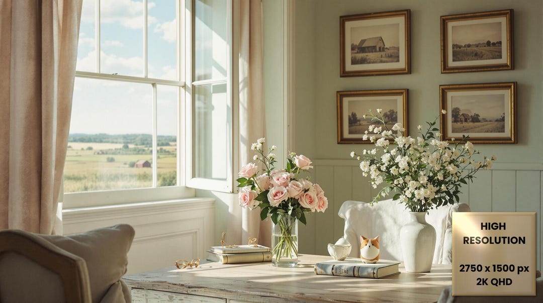 Virtual Background - Simple Vintage Rustic Professional Home Office ...