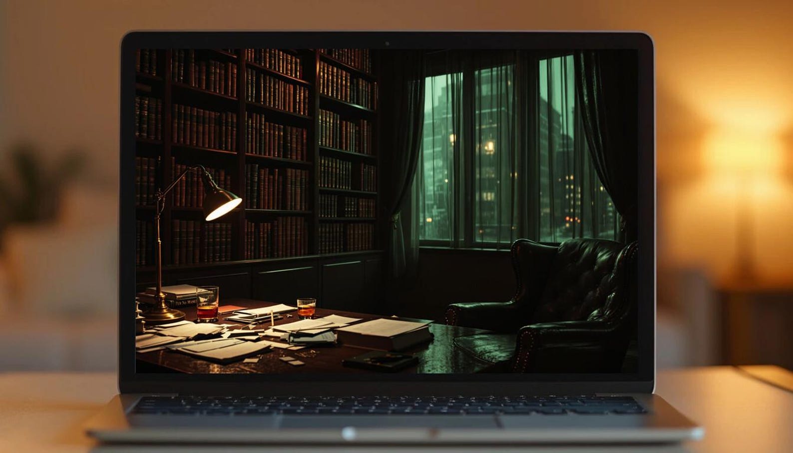 Vintage Detective Office Zoom Background | Moody Film Noir Backdrop for ...