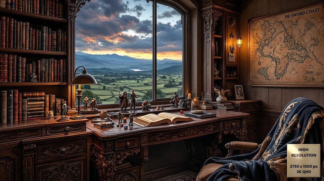 Virtual Background - Fantasy Dungeons & Dragons Home Office Backdrop ...