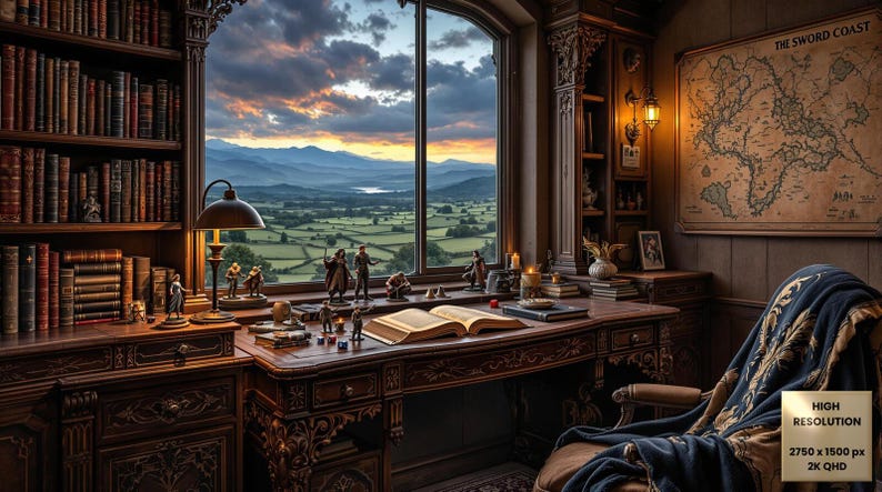 Fantasy Dungeons & Dragons Virtual Background: Home Office Backdrop ...