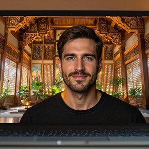 Buddhist Temple Virtual Background: Home Office Zoom Backdrop (digital ...