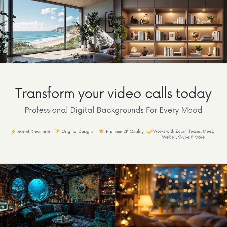 Elegant Minimalist Home Office Virtual Background | Professional ...