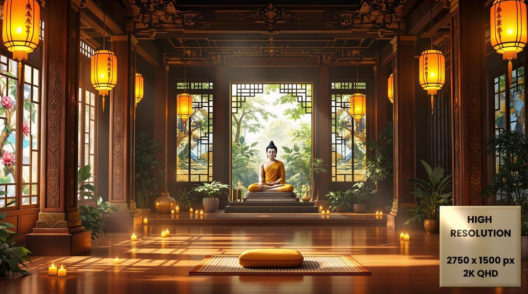 Virtual Background - Spiritual Zen Temple & Meditation Home Office ...