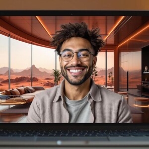 Virtual Background - Fantasy Sci-fi Mars Desert Luxury Home Office Backdrop for Zoom Meetings ...