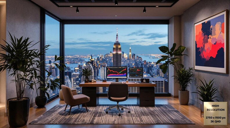 New York City View Virtual Background | Luxury Office Window for Zoom ...