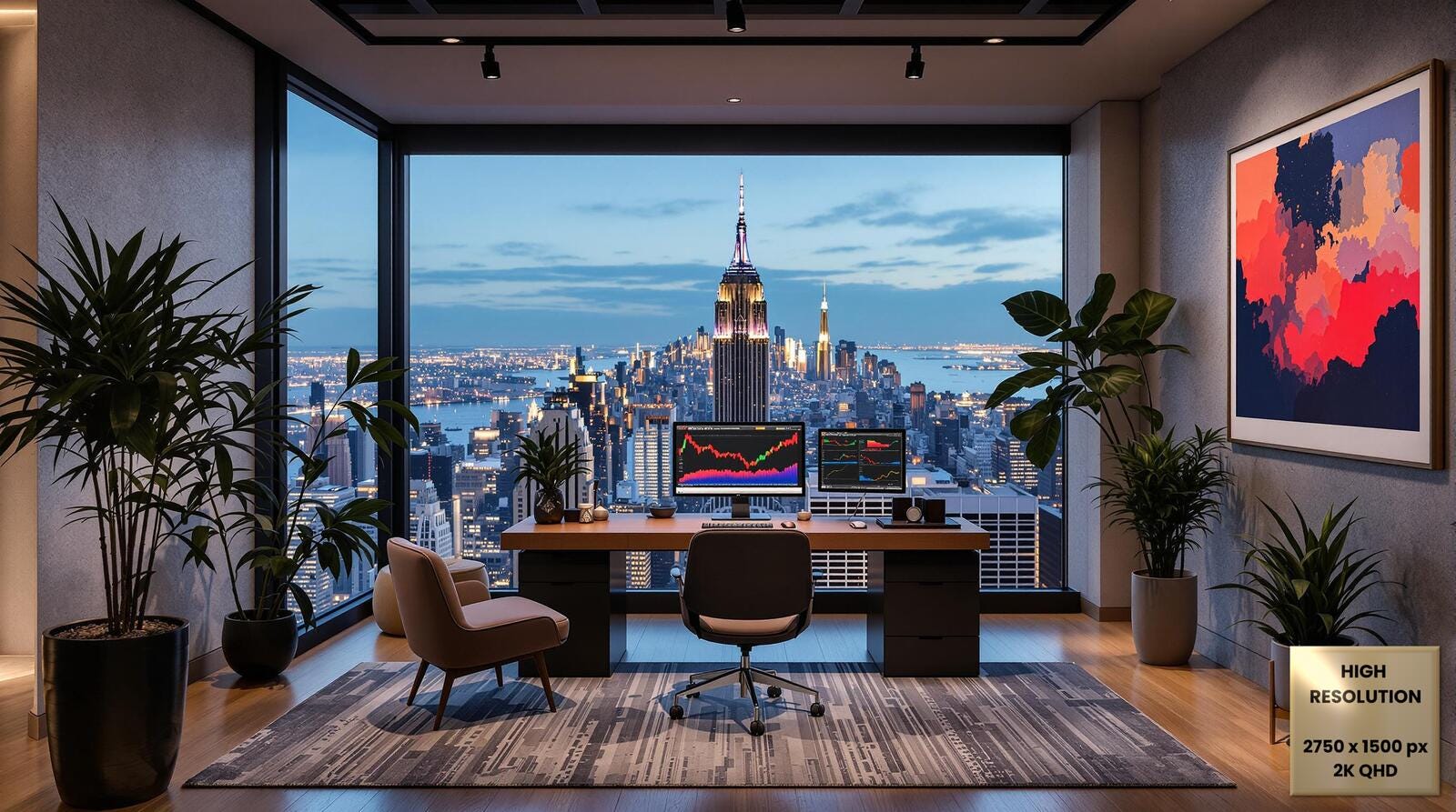 Virtual Background - New York Style City View Luxury Office ...